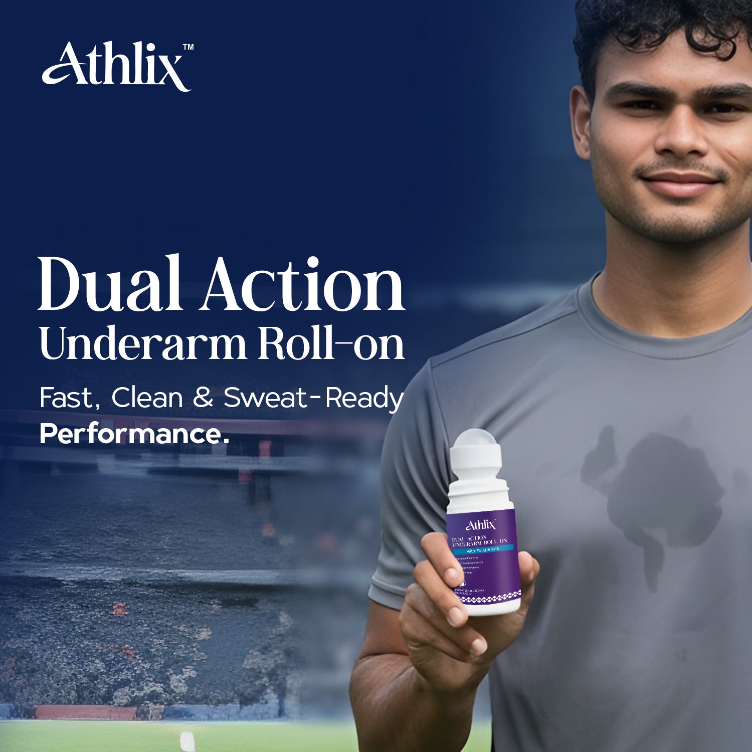 Odor Control Roll‑On | 72H Fresh + Brightening AHA/BHA – Athlix